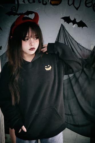 C-ZOFEK Halloween Women Men Long Sleeve Pumpkin Skeleton Pullover Hoodie (XX-Large) Black Orange