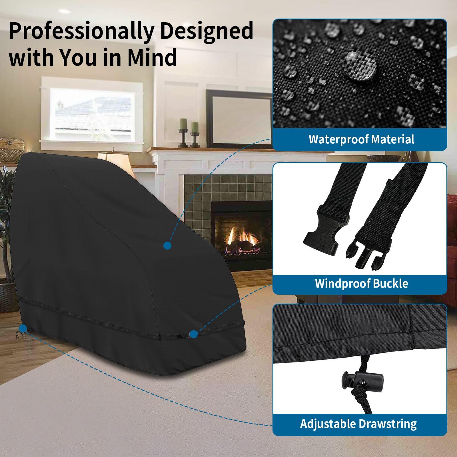 STARTWO Dustproof Thickened Massage Chair Cover Waterproof Zero Gravity Armchair Covers 420D Oxford Cloth Game Recliner Protective,Fits RealRelax Most brands of Massage Chairs(Black 63*39.5*55.5 in)