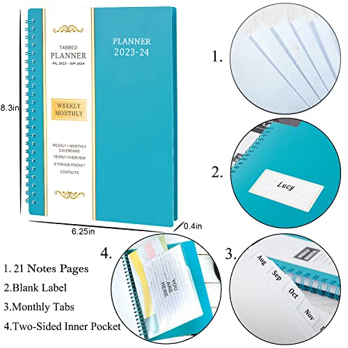 2023-2024 Academic Planner - Planner 2023-2024, 2023-2024 Planner Weekly and Monthly with Tabs, July 2023 - June 2024, 6.25" × 8.3", Strong Twin-Wire Binding, Round Corner, Improving Your Time Management Skill