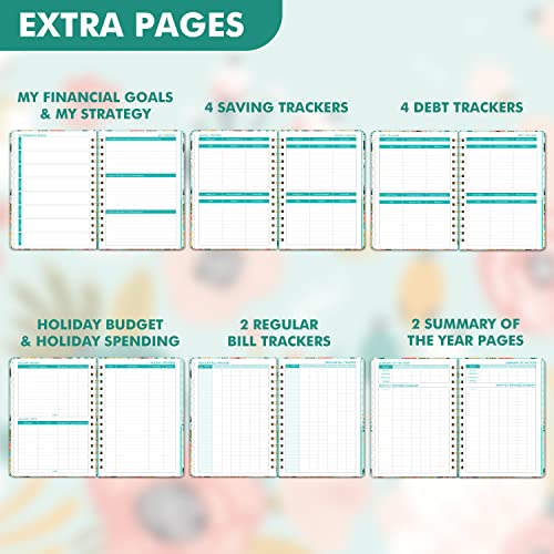 Budget Planner - Budget Book, 12 Month Financial Organizer, Expense Tracker, Undated Finance Planner & Bill Organizer, 8.3" x 6.2" Monthly Budget Book, Account Book, Start Anytime, Inner Pocket, Stickers