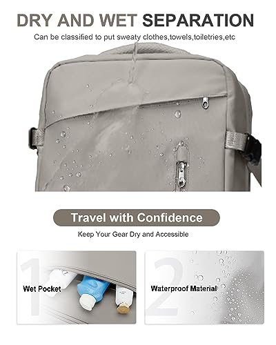 Large Travel Backpack for Women Carry On Airline Flight Approved Expandable Work Personal Item size Backpack Bag with Laptop compartment for College Men Waterproof Hiking Mochila de Viaje GreyBrown