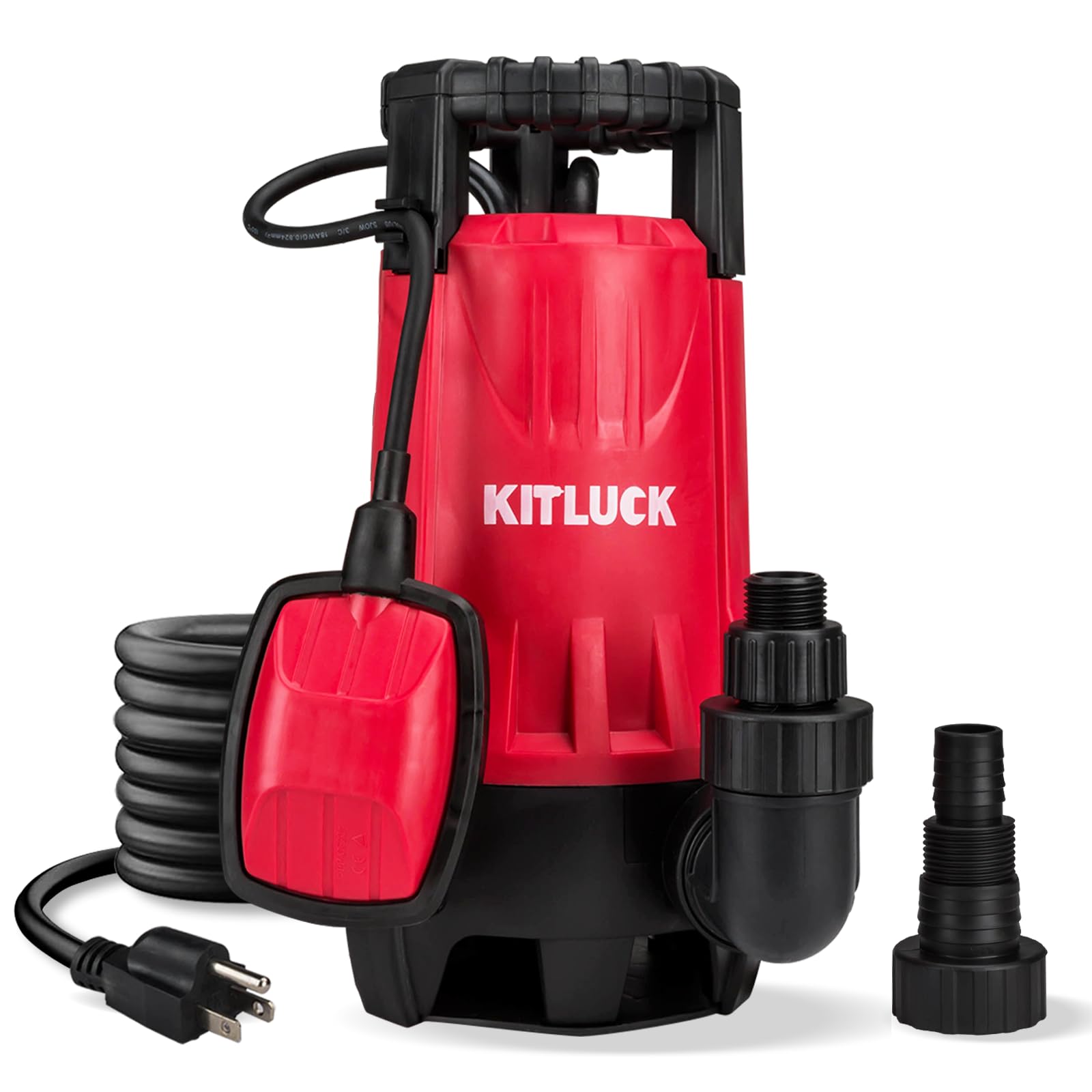 KITLUCK Sump Pump, 1HP 3500GPH Submersible Water Pump with Float Switch, 20ft Rubber Cord, Portable Handle, Sump Pump for Pool Draining, Remove Clean/Dirty Water for Flood Basement, Garden, Pond, Tub