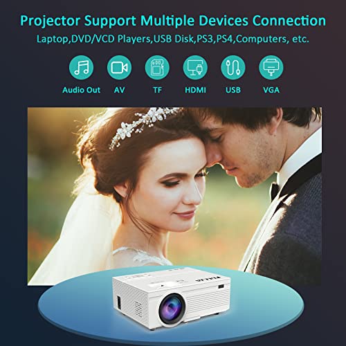 Mini Portable Projector 1080P Home Theater Video Projector - Full HD 8500 Lumens LED Movie Projector Compatible with HDMI, PS4, VGA, USB, TF, AV, Laptop, Smartphone, Small Outdoor Projector