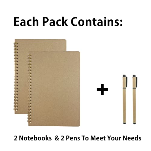 AOU A5 Dotted Bullet Journals Dot Grid Aesthetic Spiral Notebooks Paper Pad for Note Taking 2-Pack 200 Pages Writing Notepads for School 8.3" x 5.7" with 2 Gift Black Ink Gel Pens