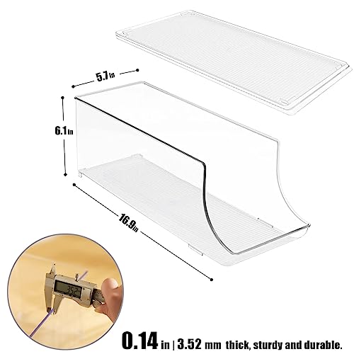 Stackable Soda Can Organizer for Refrigerator (12 Cans), Drink Organizer for Fridge, Pantry, Countertop, Cabinet with Lid, Clear Plastic Canned Food Pantry Storage Rack, 4 Pack