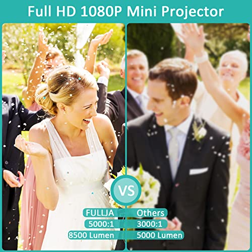 Mini Portable Projector 1080P Home Theater Video Projector - Full HD 8500 Lumens LED Movie Projector Compatible with HDMI, PS4, VGA, USB, TF, AV, Laptop, Smartphone, Small Outdoor Projector
