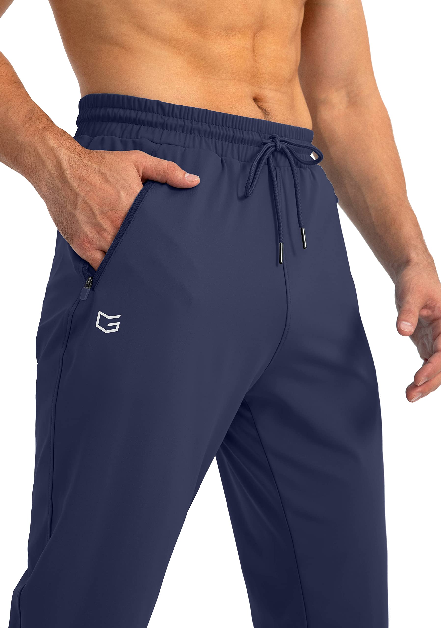 G Gradual Men's Sweatpants with Zipper Pockets Tapered Joggers for Men Athletic Pants for Workout, Jogging, Running (Navy, Medium)