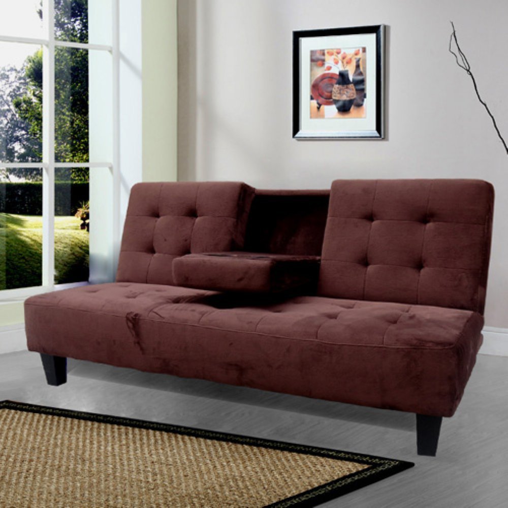 Milton Greens Stars Madrid Futon Sofa Bed with Cup Holder, Dark Brown
