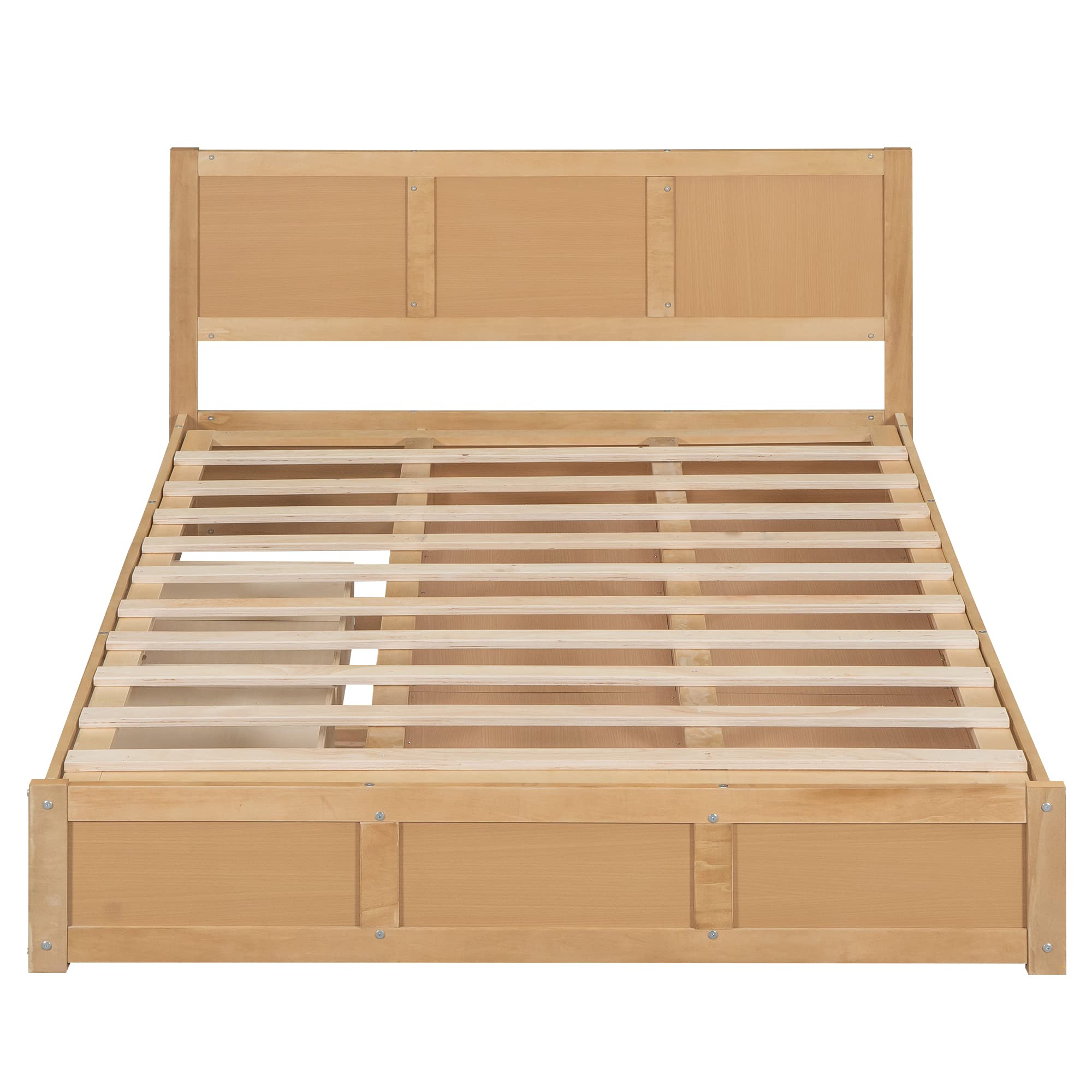 Harper & Bright Designs Lift Up Storage Bed, Queen Platform Bed Frame with Storage Underneath, Queen Size Bed with 2 Drawers, Queen Storage Bed for Bedroom, No Box Spring Needed, Natural