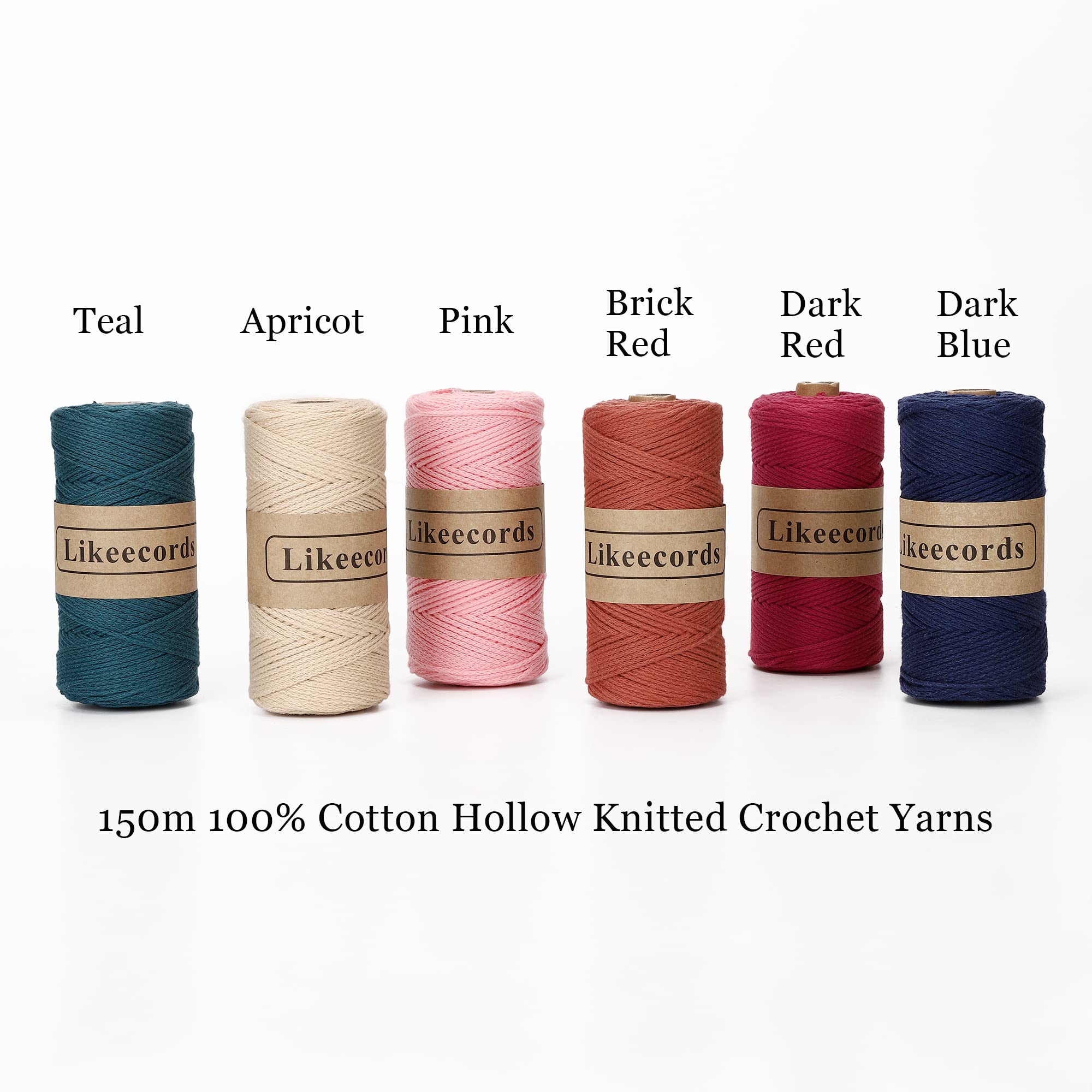 Likeecords 100% Cotton Crochet Bag Cord 2mm 170m Macrame Cord 2mm Crochet Thread Macrame Rope Gift for Knitter (Dark Blue)
