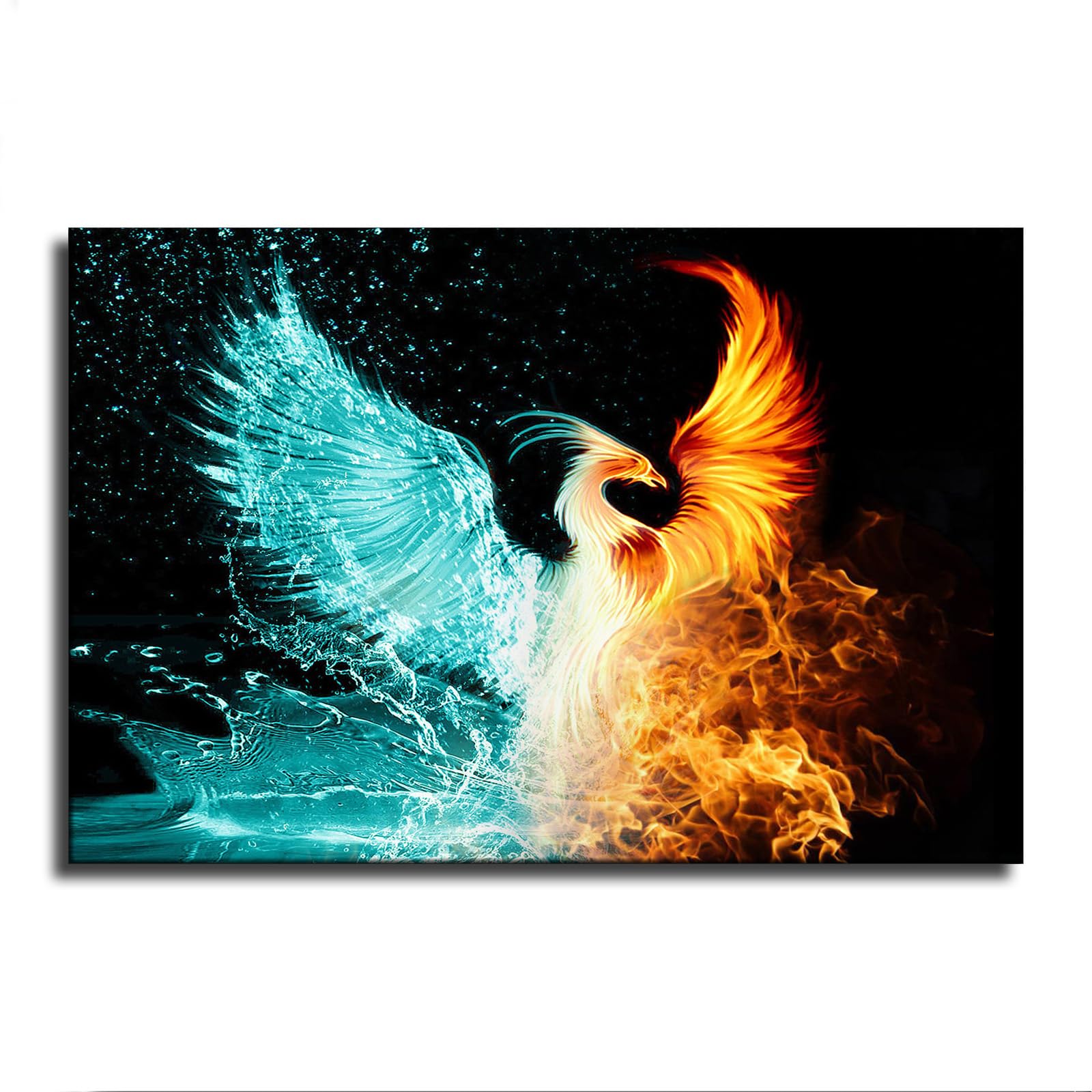 Ice and Fire Phoenix Nirvana Poster Canvas Print Wall Art Modern Bedroom Room Aesthetics Decoration Boys Women Gift Unframed and Framed (08x12inch-No Framed)