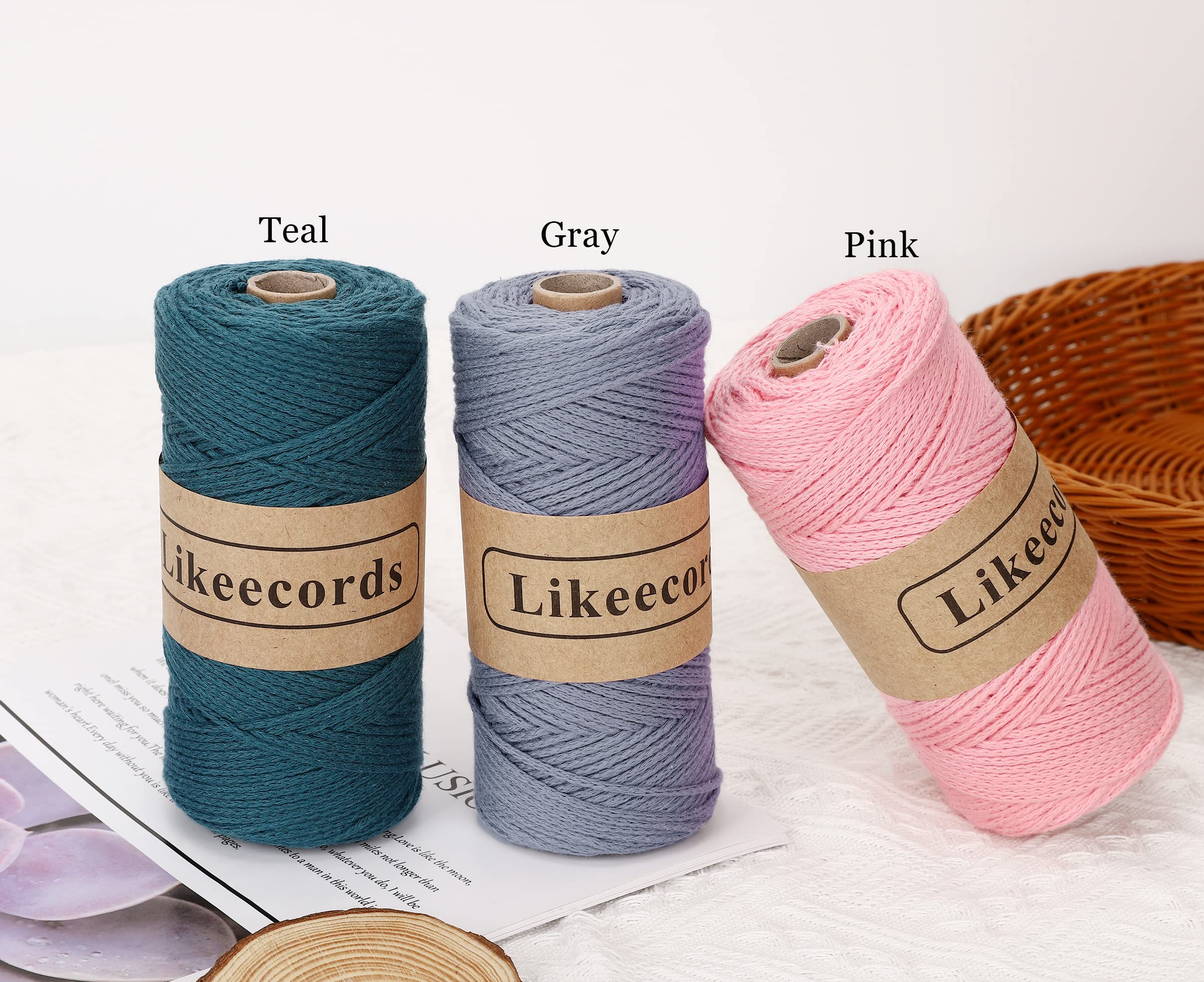 Likeecords 100% Cotton Crochet Bag Cord 2mm 170m Macrame Cord 2mm Crochet Thread Macrame Rope Gift for Knitter (Dark Blue)