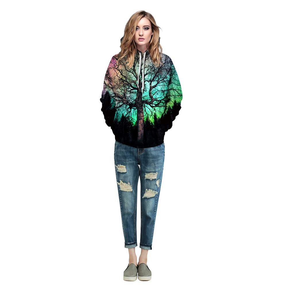 OWMMIZ Unisex Novelty Hoodies 3D Print Graphic Hooded Pullover Sweatshirt Pocket Black Green Large-X-Large