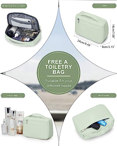 VGCUB Large Travel Backpack,Carry on Backpack for Women Men Airline Approved Gym Backpack Waterproof Business Laptop Daypack,Green With Toiletry Bag