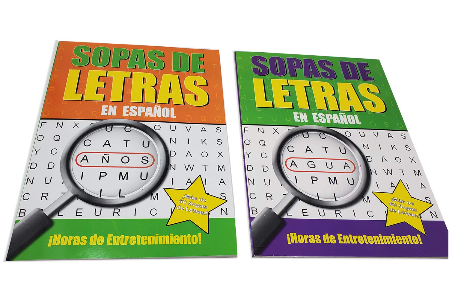 Spanish Word Search Book 2 Pack - Jumbo, 80 Page Each Easy-to-See Seek & Circle.