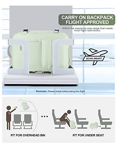 VGCUB Large Travel Backpack,Carry on Backpack for Women Men Airline Approved Gym Backpack Waterproof Business Laptop Daypack,Green With Toiletry Bag