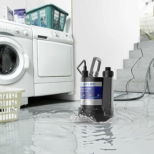 JEFLIKE 1/4HP Water Pump 1980GPH Utility Pump Sump Pump Submersible Thermoplastic Rotatable Handle for Hot Tub Basement Pond Pool Draining