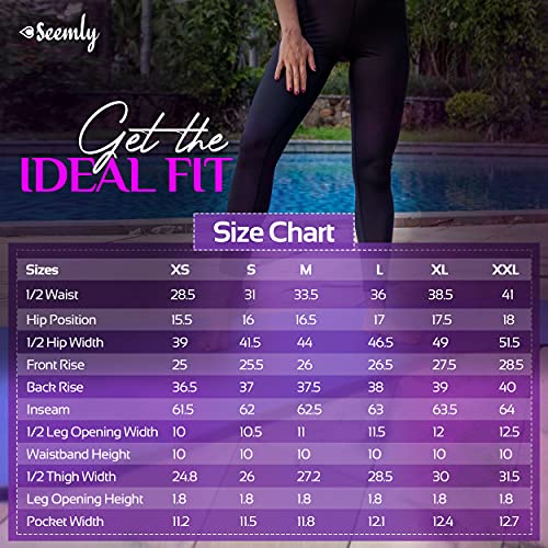 SEEMLY Thick High Waist Yoga Pants with Pockets, Tummy Control Workout Running Yoga Leggings for Women Black
