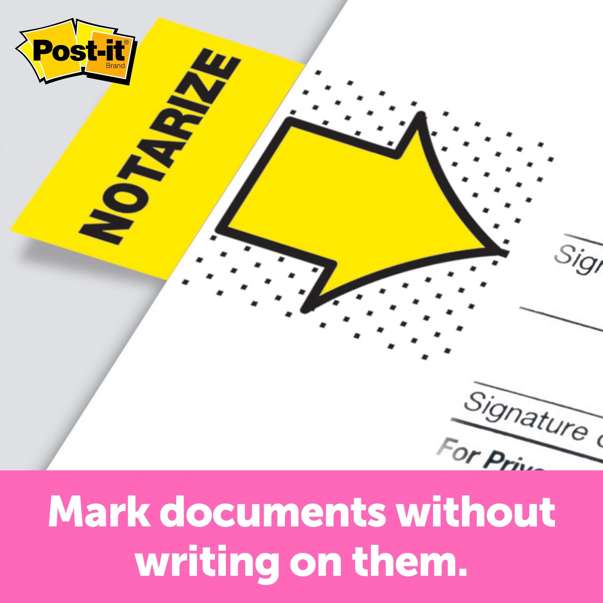 Post-it "Notarize" Flags, 50/Dispenser, 2 Dispensers/Pack, 1 in Wide, Yellow (680-NZ2)