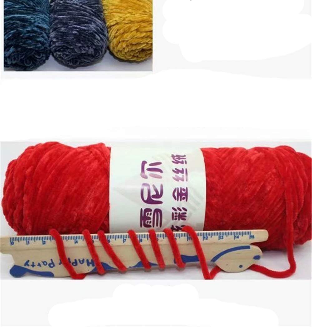 Truevalue 4 Skeins Chenille Yarn, Hand Knitting Glossy Chenille Velvet Blanket Yarn for Crochet Weaving DIY Craft Total 400g (Light Grey)