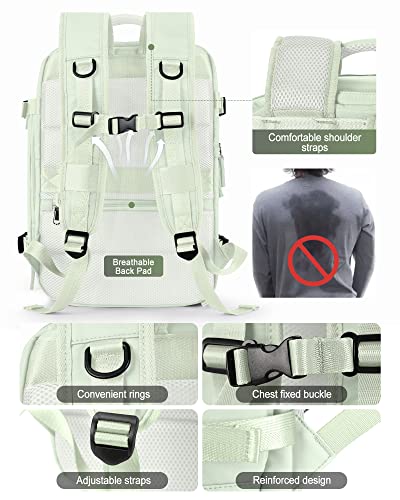 VGCUB Large Travel Backpack,Carry on Backpack for Women Men Airline Approved Gym Backpack Waterproof Business Laptop Daypack,Green With Toiletry Bag