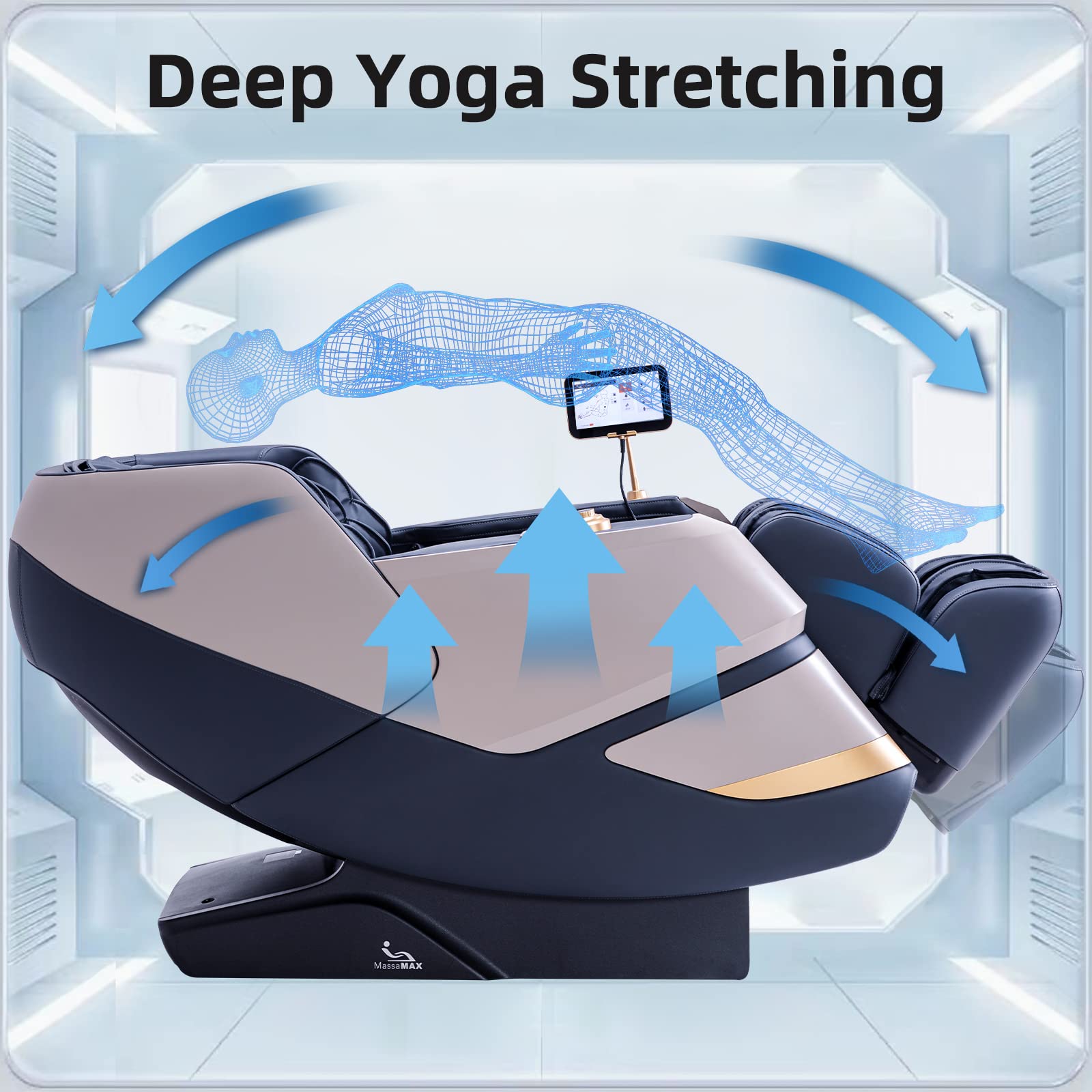 MassaMAX MT339 4D Massage Chair, Full Body Shiatsu Recliner with Electric Extendable Footrest, Zero Gravity, SL Track, Deep Yoga Stretch, Foot Rollers, and Heating (Magic Black)