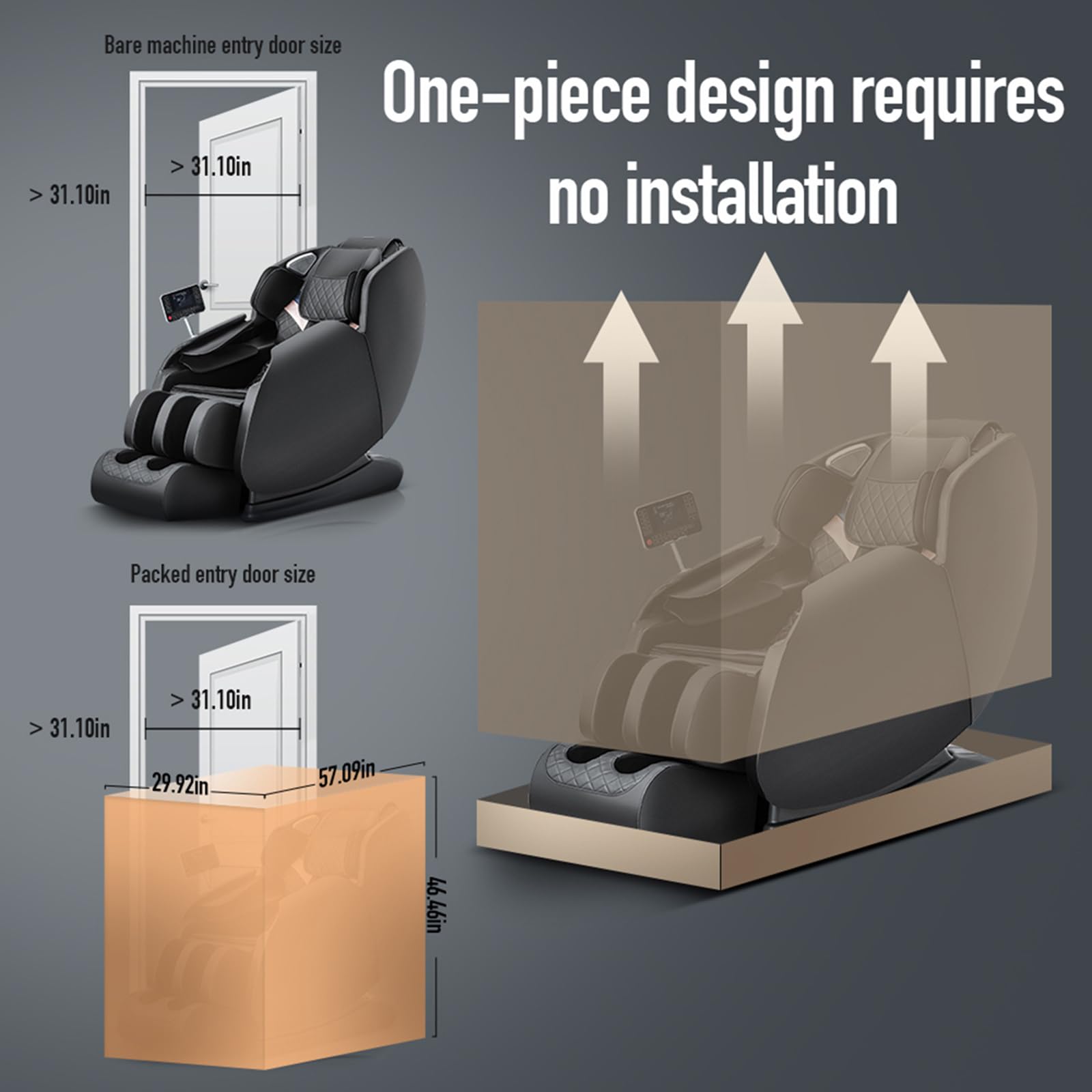 Massage Chair Full Body Recliner - Zero Gravity with Heat and Shiatsu Massage Office Chair Sl Track Intelligent Body Detection LCD Touch Screen Display Bluetooth Speaker Airbags Foot Rollers (Black)