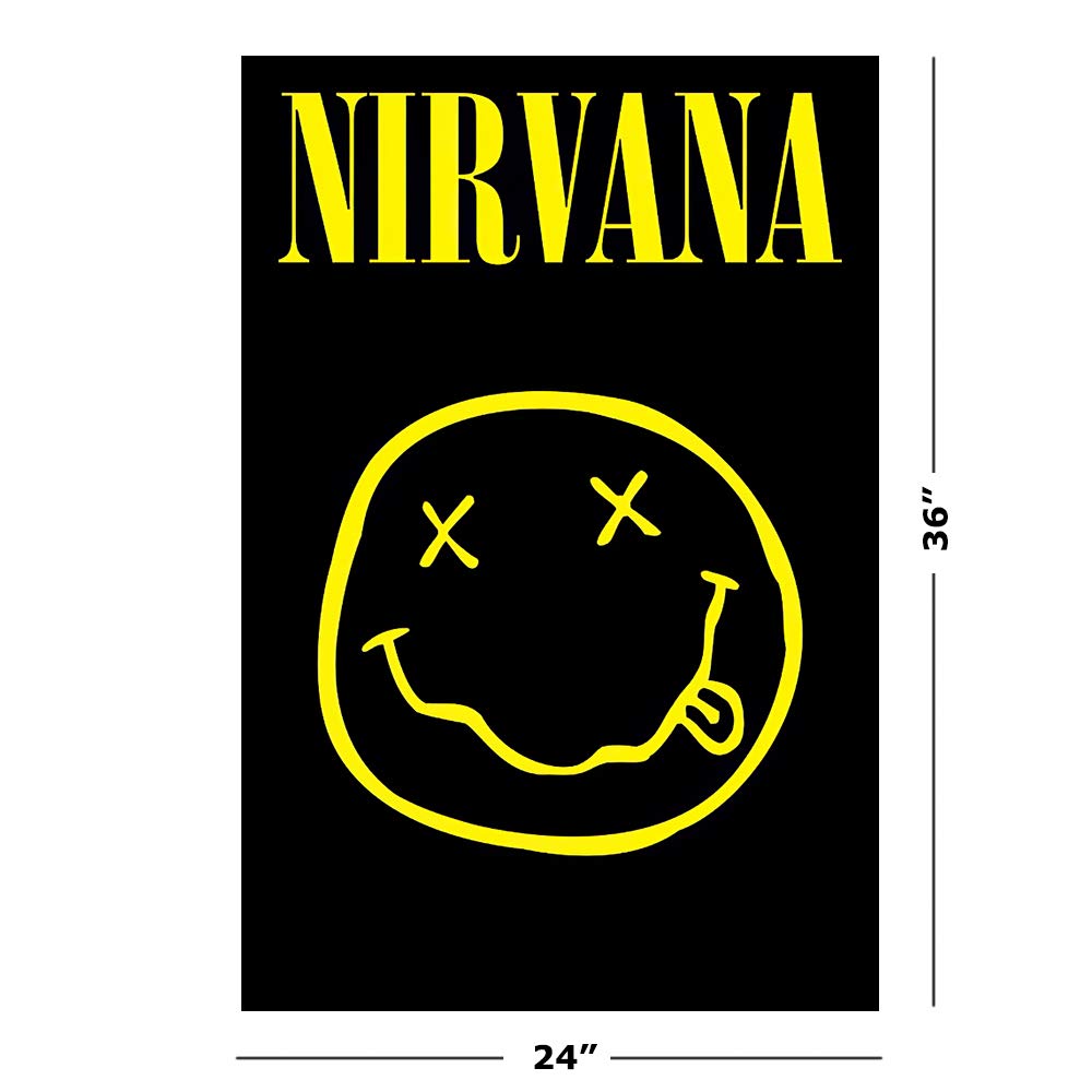 Nirvana - Smiley Face 24x36 Poster Band Album Art Black