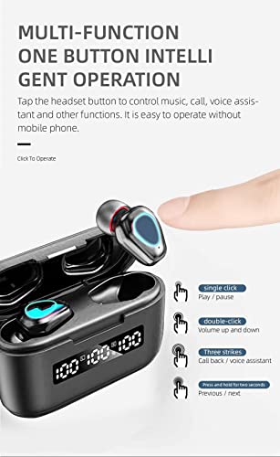 Acuvar Fully Wireless Bluetooth 5.1 Rechargeable IPX4 Waterproof Earbud Headphones with Microphone, 3500mAh USB Smart Dock Charging Case Powerful Surround Stereo Bass and Passive Noise Cancelling