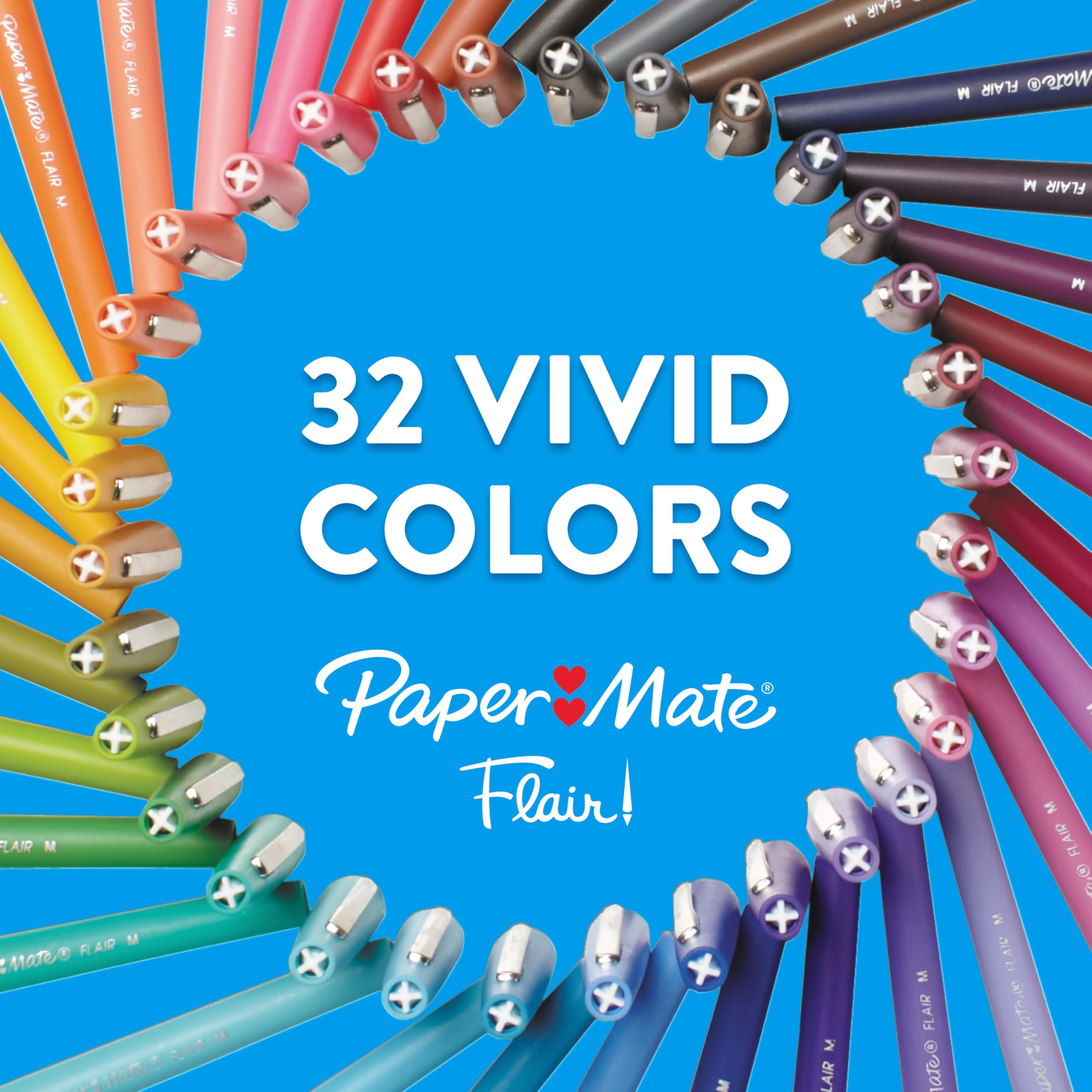 Paper Mate Felt Tip Pens Flair Marker Pens, Medium Point, Assorted, 24 Count