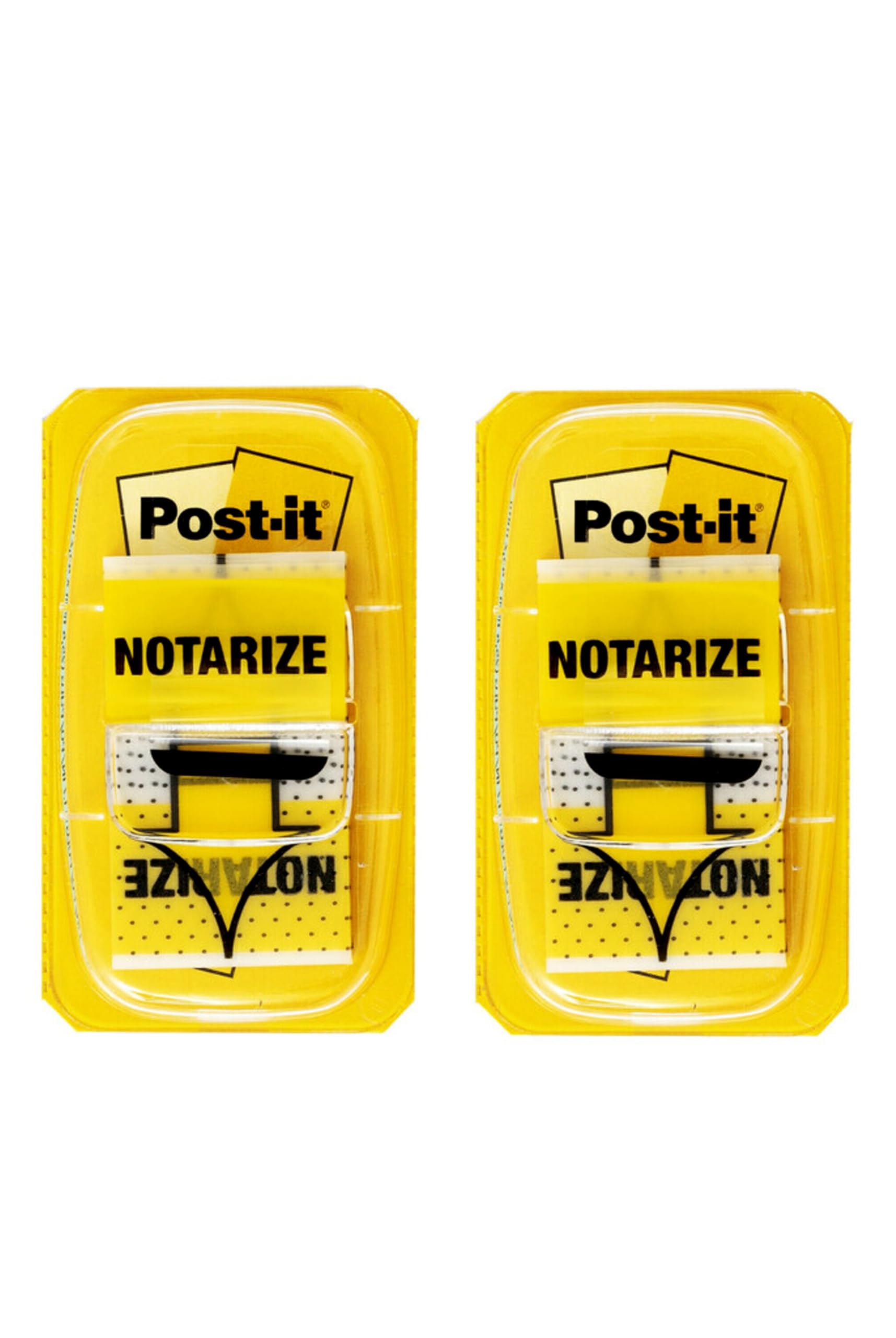 Post-it "Notarize" Flags, 50/Dispenser, 2 Dispensers/Pack, 1 in Wide, Yellow (680-NZ2)