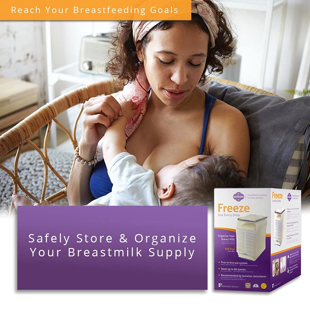 Milkies Freeze Organizer for Breast Milk Storage Bags, Simple Container Storing System for Freezing Breastmilk to Feed Baby, Reusable Accessories, Use with All Milk Bags for Breastmilk Organization