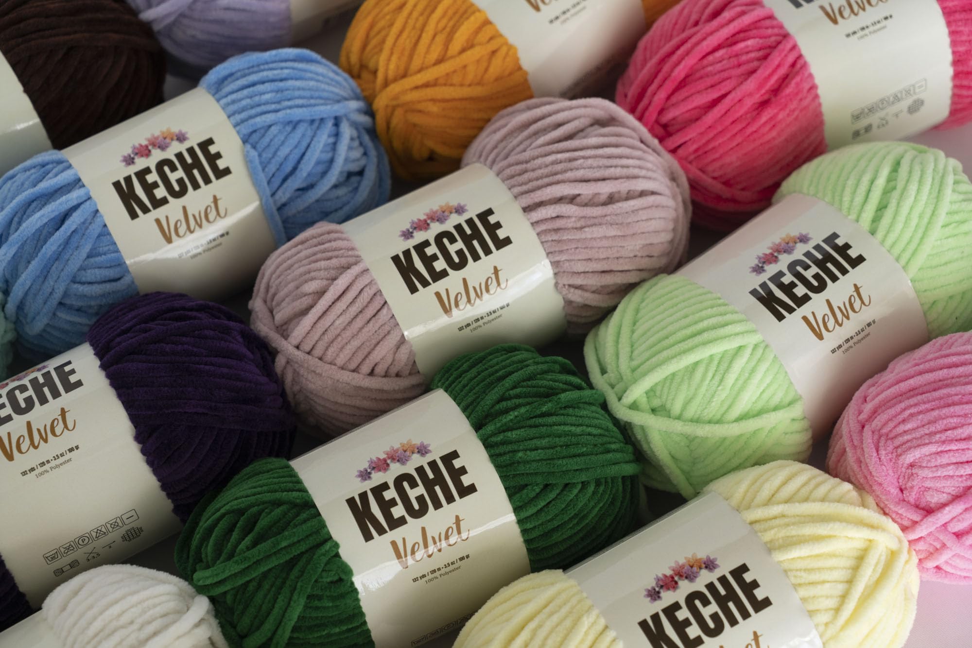 Keche Velvet Yarn for Crocheting, Soft Chenille Bulky Baby Blanket Amigurumi Yarn 3x100 gr (3x132 yds) (3- Skeins) - Blue