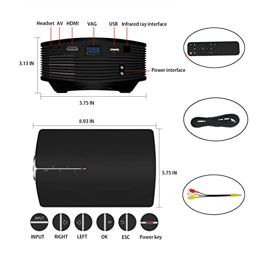Mini Projector, 1080P HD Supported Portable Projector 2023 Upgraded Laptop Projector Outdoor Office Home Theater Movie Projector with HDMI/USB/Audio/AV for iOS/Android/Windows/PS5/Computer/TV