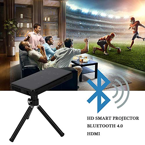 Smart Pocket Mini Projector,ASHATA 2.4G WiFi 4k HD Projector Support Bluetooth 4.0 Android6.0 OS USB TF Card for Home Cinema,Wireless Phone Connection for Movies, Presentations,Gaming,Phone(Black)