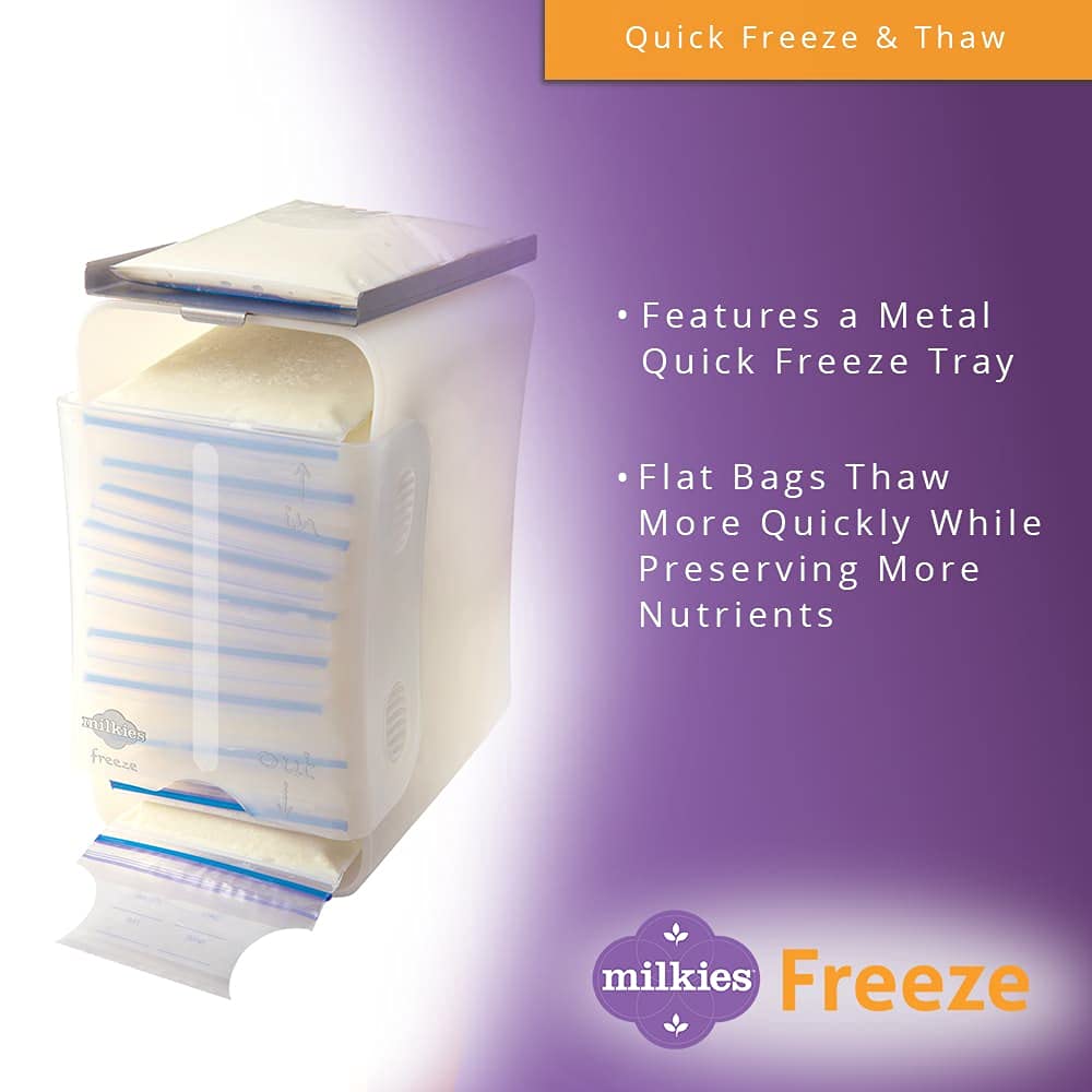 Milkies Freeze Organizer for Breast Milk Storage Bags, Simple Container Storing System for Freezing Breastmilk to Feed Baby, Reusable Accessories, Use with All Milk Bags for Breastmilk Organization