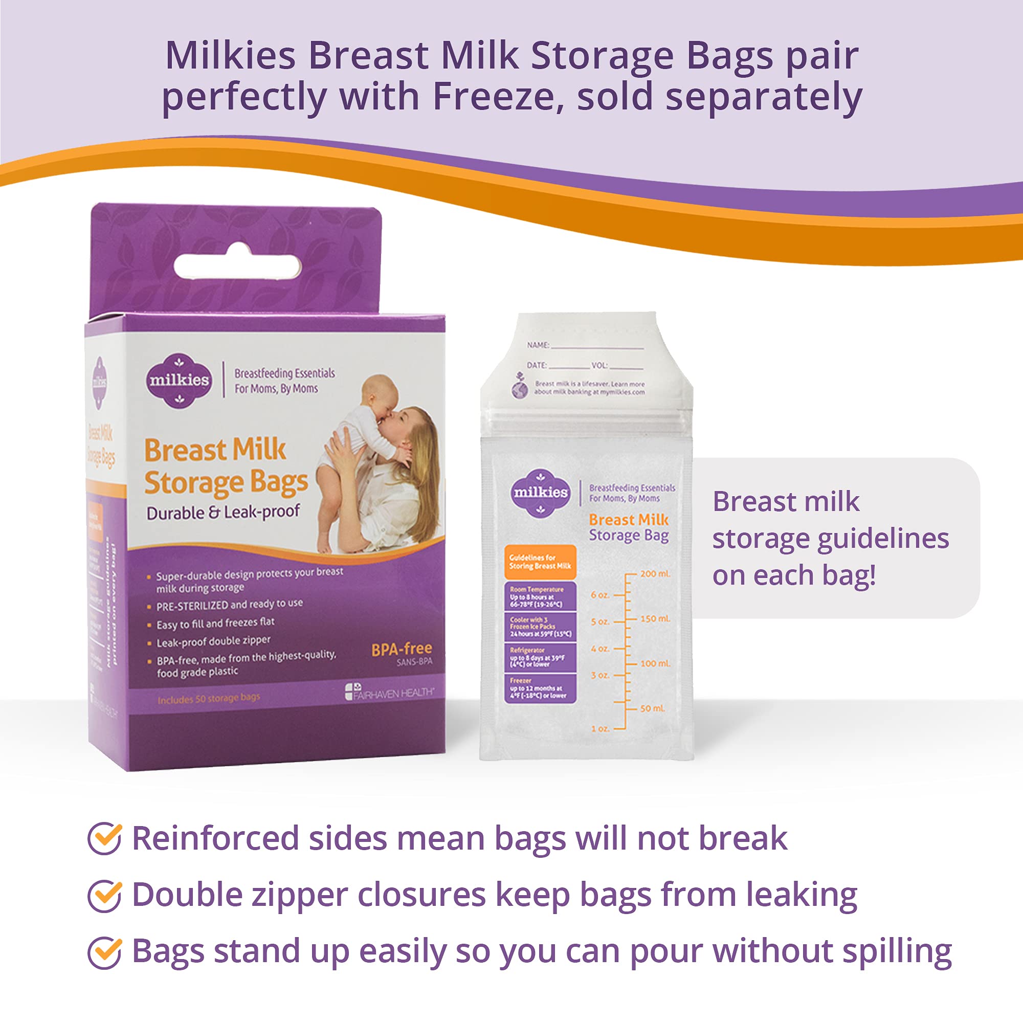 Milkies Freeze Organizer for Breast Milk Storage Bags, Simple Container Storing System for Freezing Breastmilk to Feed Baby, Reusable Accessories, Use with All Milk Bags for Breastmilk Organization