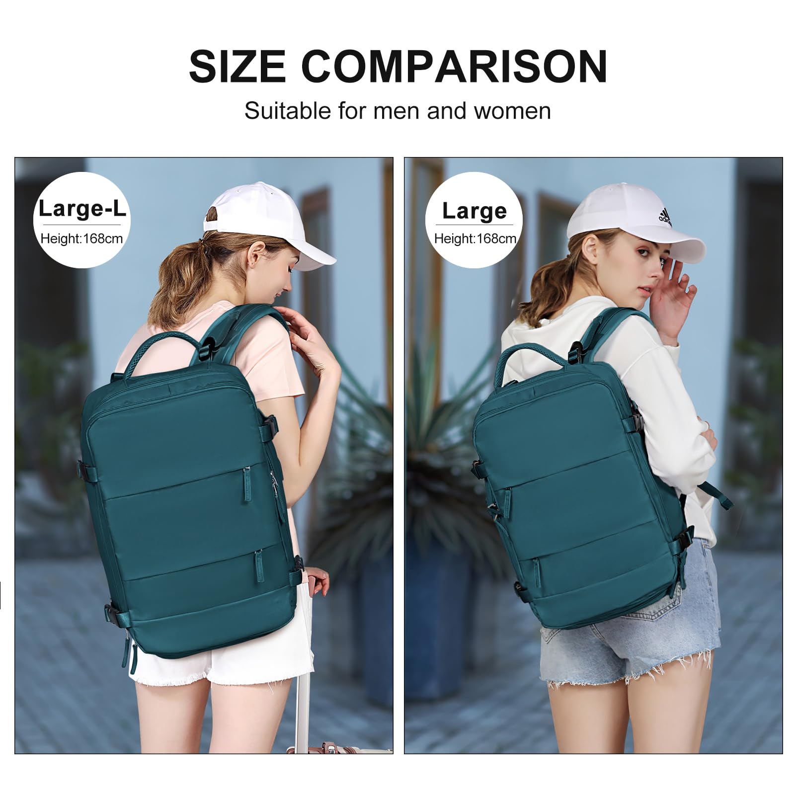 coowoz Large Travel Backpack For Women Men,Carry On Backpack,Hiking Backpack Waterproof Outdoor Sports Rucksack Casual Daypack Travel Essentials(Peacock Blue)