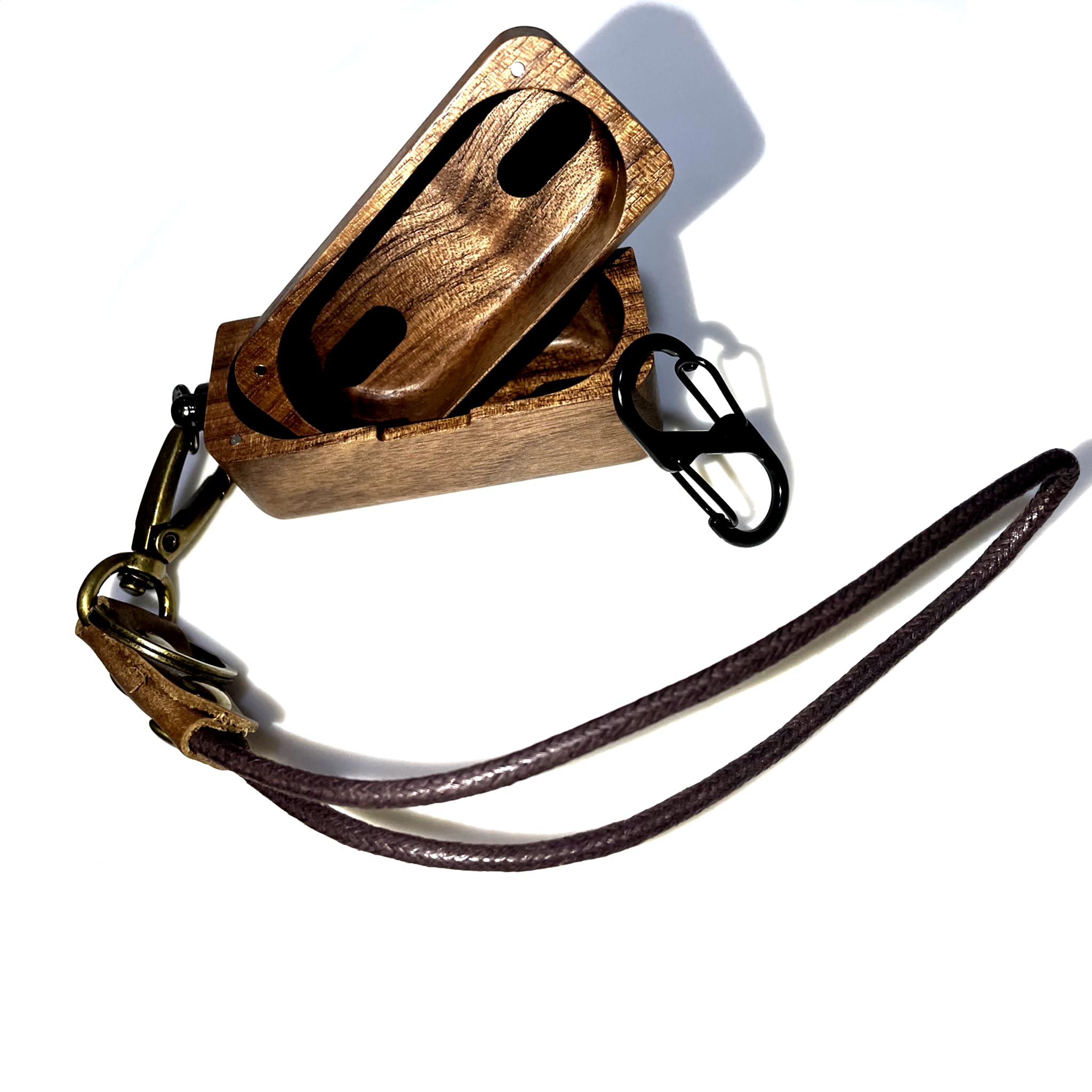 BYBALI Case for WF-1000XM4, Handmade of Natural Walnut Wood, Comes with Lanyard