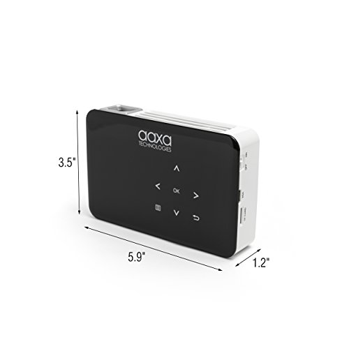 AAXA P300 Neo Mini LED Projector with 2.5 Hour Rechargeable Battery, Onboard Media Player, HDMI/Mini VGA/USB/microSD Inputs, 1080p Support (Renewed)