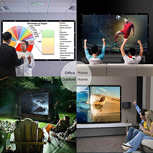 Projection Screen 120 Inch 16:9 HD Foldable Anti-Crease Portable Outdoor Indoor Projector Movies Screen Wall Mount for Home Theater Support Front and Rear Projection