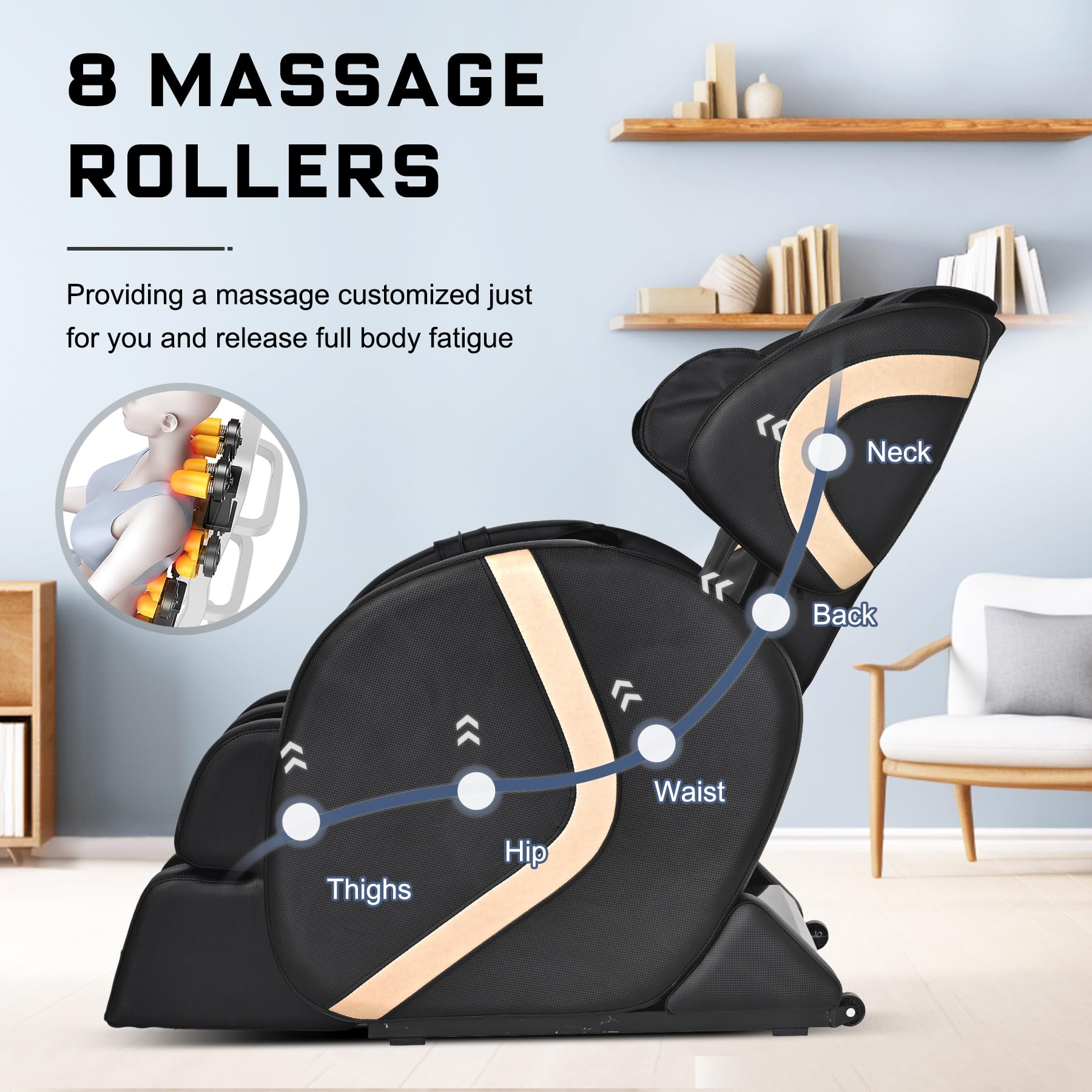 Molylex 2023 Massage Chair Recliner with Zero Gravity, Full Body Massage Chair with Heating, Airbags, Easy to Use at Home and in The Office (Black)