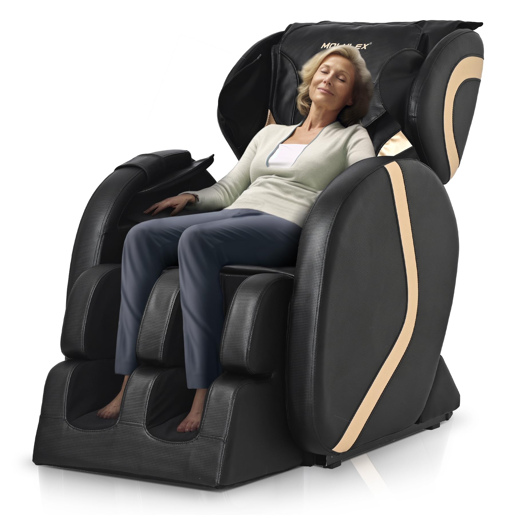 Molylex 2023 Massage Chair Recliner with Zero Gravity, Full Body Massage Chair with Heating, Airbags, Easy to Use at Home and in The Office (Black)