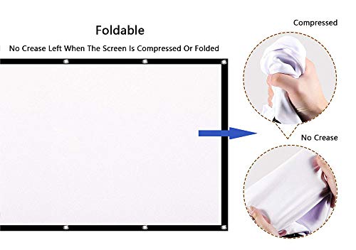 Projection Screen 120 Inch 16:9 HD Foldable Anti-Crease Portable Outdoor Indoor Projector Movies Screen Wall Mount for Home Theater Support Front and Rear Projection