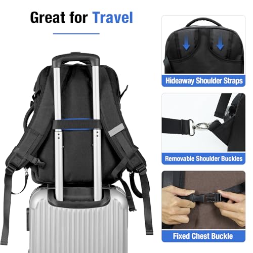Lekeinchi Carry On Backpack for Airlines - 32L Large Travel Backpack with Shoe Compartment - 17 Inch Laptop Backpack with 6 Packing Cubes for Men for Business Trip, Black