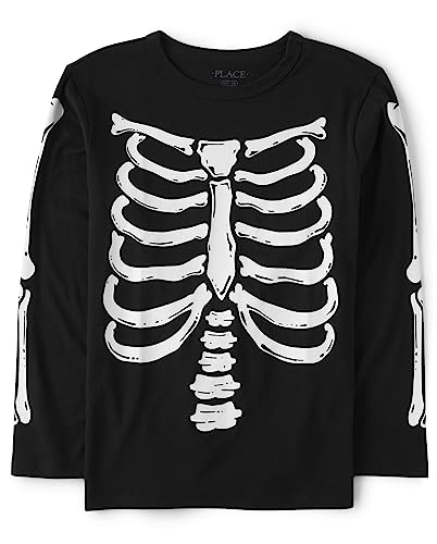 The Children's Place Boys All Holidays Long Sleeve Graphic T-Shirts Halloween Skeleton Glow Medium