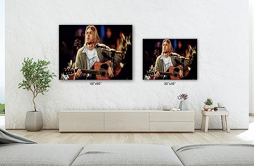 SpiritualHands Kurt Cobain Canvas Wall Art - Posters, Prints, and Decorations for Nirvana Fans - Unique Memorabilia and Gifts (18 KURT COBAIN LOOKING FAR, 15" x 22" - Ready to Hang)