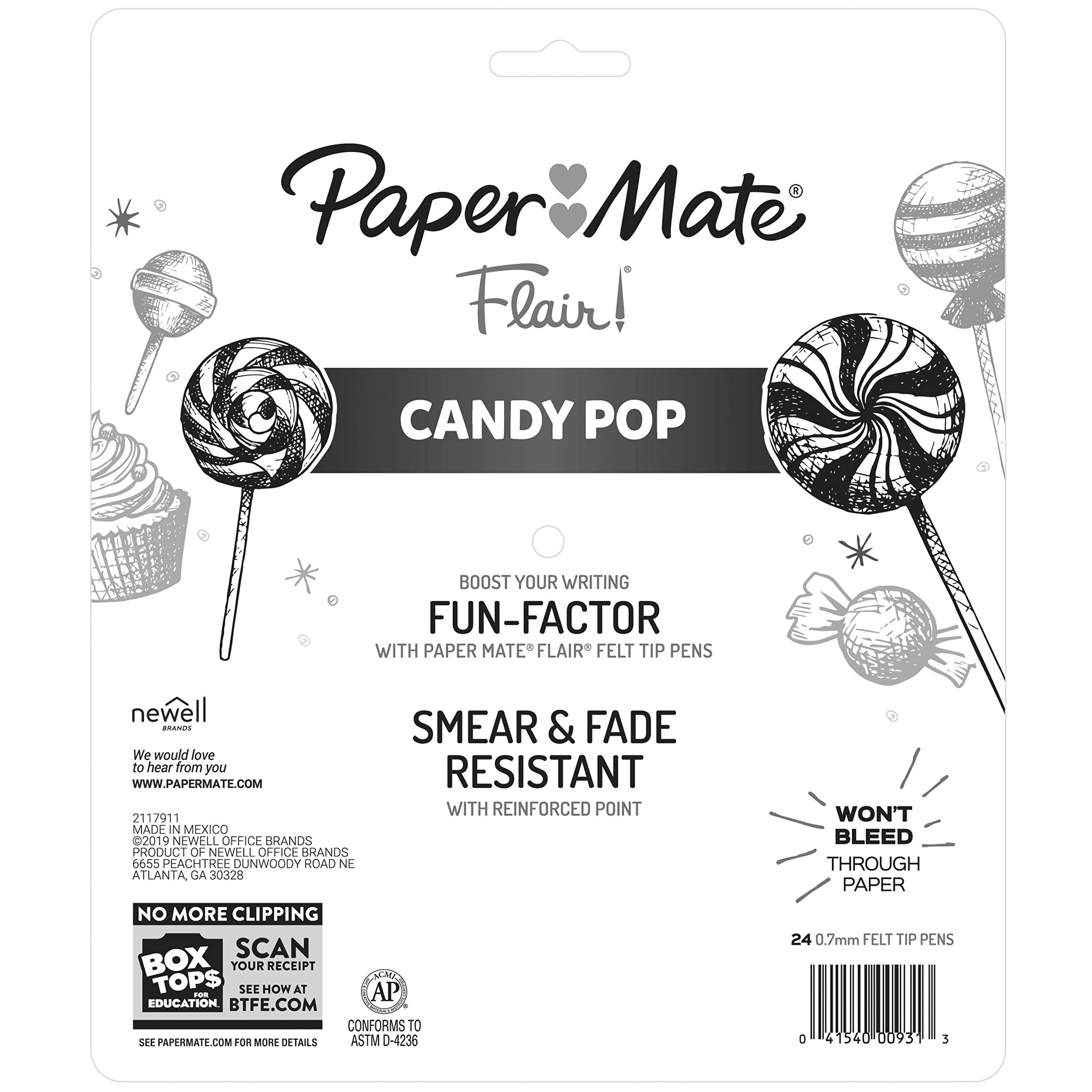 Paper Mate Felt Tip Pens Flair Marker Pens, Medium Point, Assorted, 24 Count