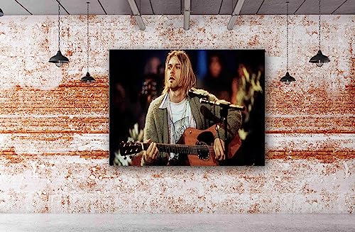 SpiritualHands Kurt Cobain Canvas Wall Art - Posters, Prints, and Decorations for Nirvana Fans - Unique Memorabilia and Gifts (18 KURT COBAIN LOOKING FAR, 15" x 22" - Ready to Hang)