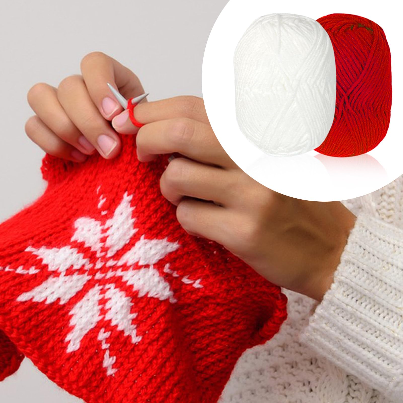Rainmae 8 Pack Yarn for Christmas Knitting Crochet Velvet Yarn Knitting Yarn for Xmas DIY Craft Handmade Scarf Hat Christmas Stocking Decoration (White, Green, Red)
